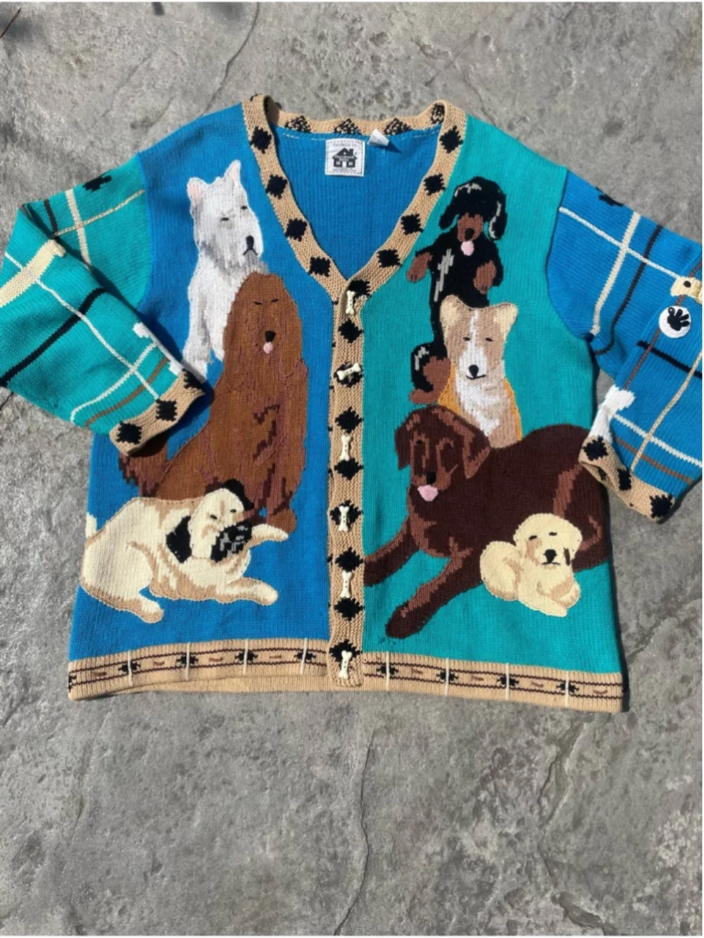 Storybook Knits | Sweaters | Vintage Storybook Knits Dog Motif Cardigan ...